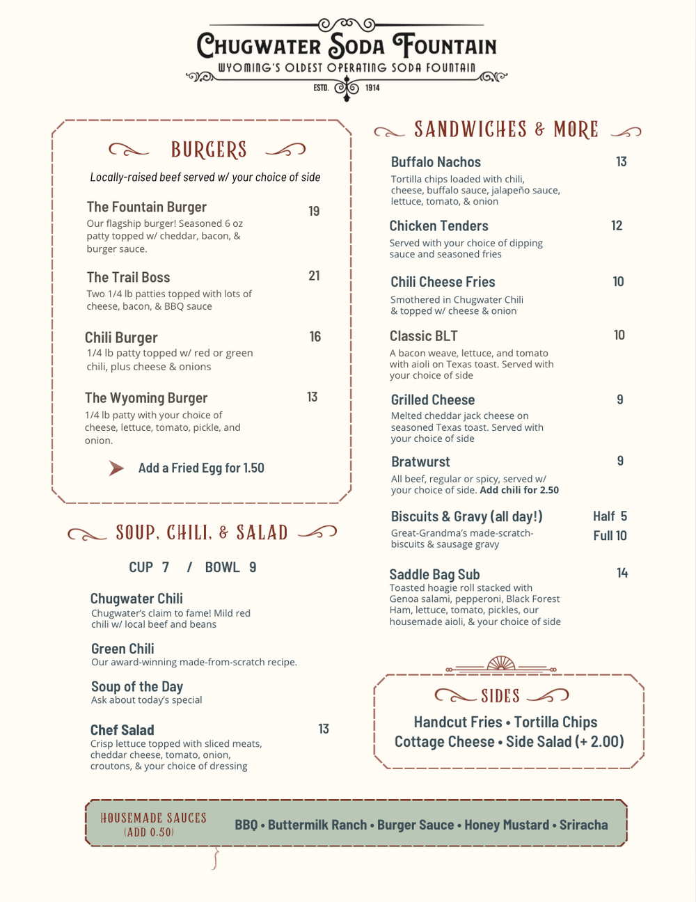 Menu – Chugwater Soda Fountain