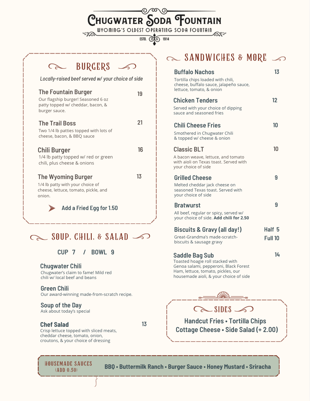 Menu – Chugwater Soda Fountain