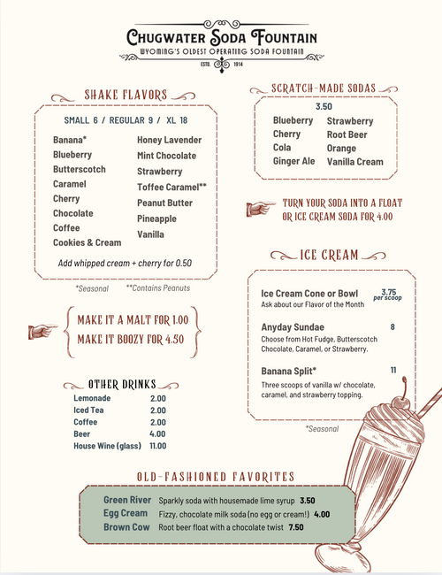 Menu – Chugwater Soda Fountain